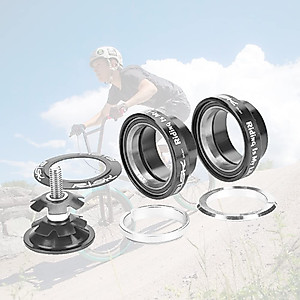 VGEBY Headset, Bike Bearing Headset Solid Aluminum Alloy Tapered Stack Headset Head Tube Straight Steerer Fork Bearing(Black) 1 1/8 Headset Threadless 1 1/8 Headset Threadless