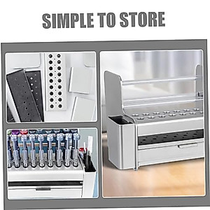 WOONEKY Tool Storage Box Hammer Rack Desktop Tool Organizer Holder Portable Tool Organizer Rack Garage Tool Organizers Tool Organizer Holder with Drawer Pliers Organizer Tools Silver Pvc