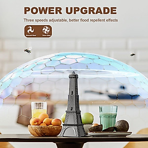 Fly Fans for Tables, 3 Pcs Foldable for Outdoor Tables, Fly Away Bug Repellent Fan Table Top Bug Repellent Fan with Holographic Blades for Outside or Inside Table use Restaurant Party Barbeque