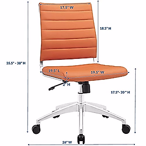 Modway EEI-1525-ORA Jive Ribbed Armless Mid Back Swivel Conference Chair In Orange
