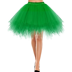 Bbonlinedress Women's Mini Tulle Halloween Skirt Vintage Adult Ballet Tutu Skater Skirt for Cosplay Party Green S-1