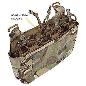 G-Hook DOPE Front Flap Double Stack Abdominal Fanny Pack Triple Magazine Insert Pouch for Tactical Chest Rig Vest Cp