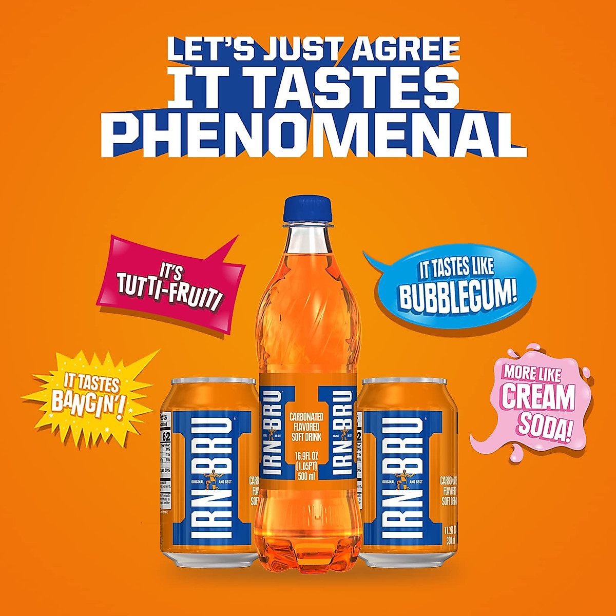IRN-BRU From AG Barr The Original and Best Sparkling Flavored Soft Drink | A Scottish Favorite | 330 ML (Pack of 6)