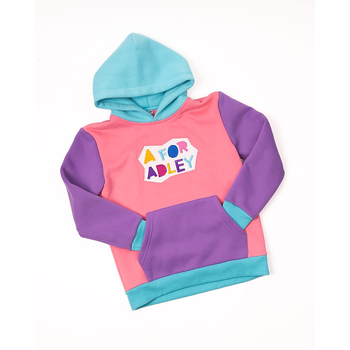 A FOR ADLEY Merch Super Soft Matching Color Block Fleece Set With Embroidered Logo on Top and Bottom (as1, alpha, s, regular)