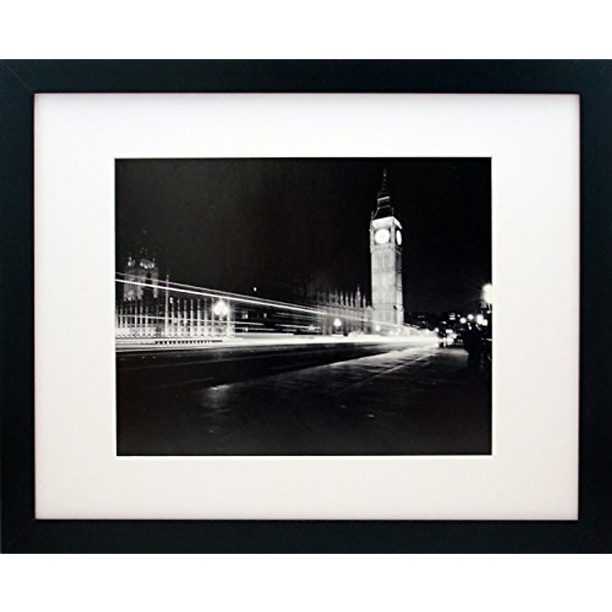 11x14 Black Gallery Picture Frame with 8x10 Mat - Wide Molding - Includes Both Attached Hanging Hardware and Desktop Easel - Display Pictures 8x10 or 11x14