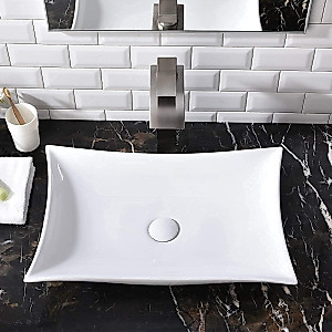 SHACO Contemporary 22.44" X 14.57" Porcelain Ceramic Above Counter Bathroom Vessel Sink, Countertop Bowl Lavatory Vanity Big Bathroom Sink