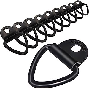 BUSY-CORNER Tie Down Anchors for Trailer, Warehouse, Boat, 10 PCS of Heavy Duty Steel V Ring Bolts, Pickups Truck Accessories(Black)