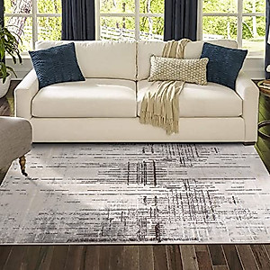 Calore Rugs Mordern Soft Abstract Distressed Area Rugs for Living Room/Bedroom/Dining Room,Medium Pile Carpet Floor Mat (5.2 x 6.5 ft, Gray/Beige)