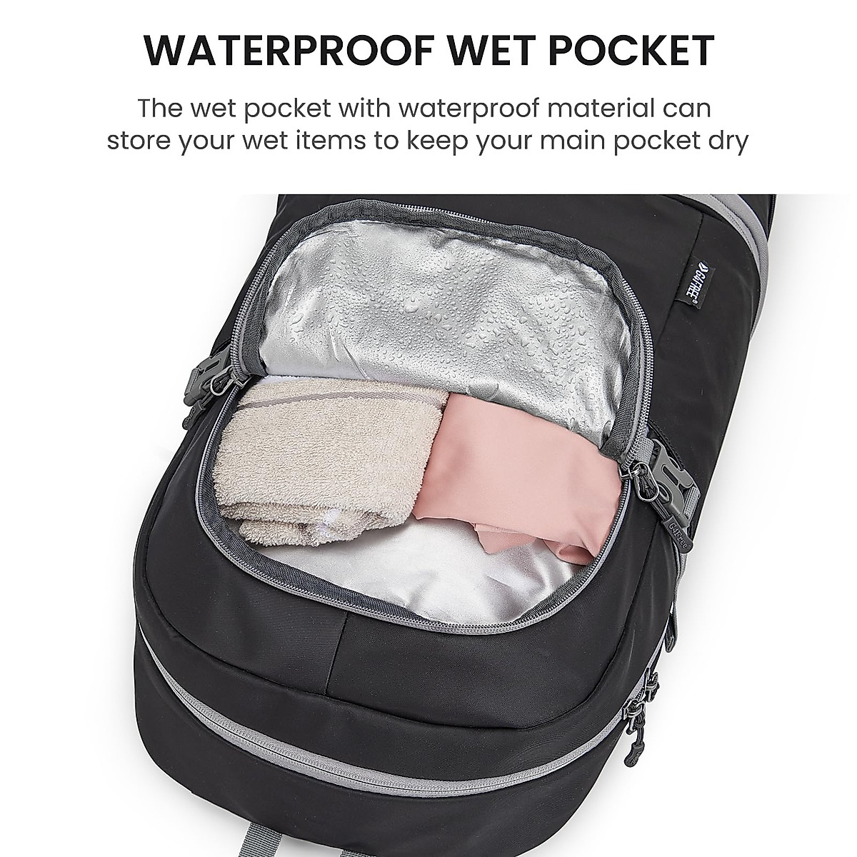 G4Free Gym Backpack For Women with Shoes Compartment & Wet Pocket Waterproof Travel Backpack Lightweight Sports Backpack Swimming Backpack Gym Bag (Black)