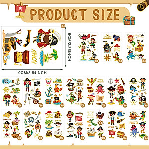 Ctosree 568 Pieces Pirate Temporary Tattoos Cute Fake Pirate Tattoos Body Pirate Stickers Pirate Accessories Pirate Party Favors for Girls Boys Kids Birthday Party Class School Prizes Gift Rewards
