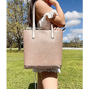Kate Spade New York kate spade Tinsel Glitter Shoulder Tote Bag Handbag Holiday Collection 2022 (Rose Gold)