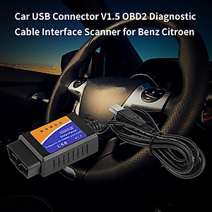 OBD2 Diagnostic Cable Interface Scanner, Keenso OBD2 USB Cable Car USB Connector V1.5