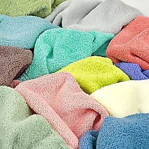 Cleanbear 100% Cotton Wash Cloths 12 Pack Bath Washcloths Facecloths, 13 by 13 Inches Large Bathroom Washcloth Set 12 Assorted Colors (Multi, 12)