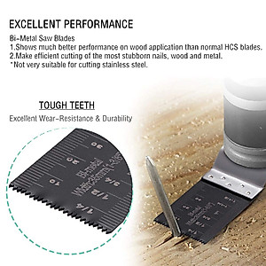 Ettonsun 20Pcs Bi Metal Oscillating Multitool Saw Blades Metal Wood Universal Multi Purpose Tool Blades for Dewalt Fein Multimaster Bosch Dremel Rockwell Ryobi Porter Cable Black&Decker Craftsman etc.