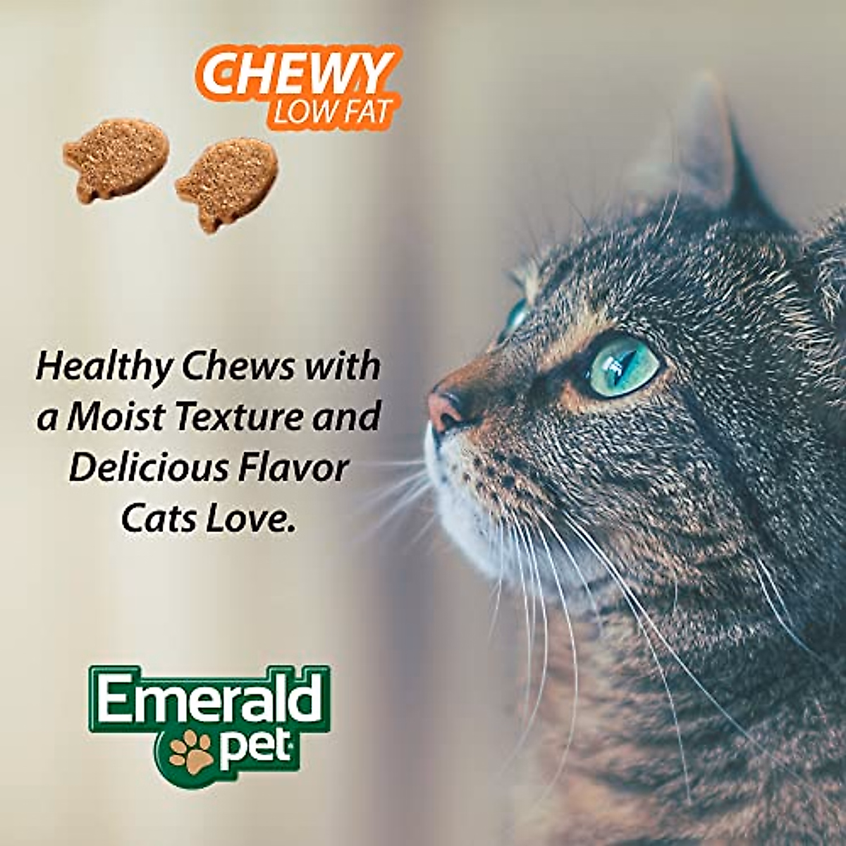 Emerald Pet Feline Health Chews Hairball Support — Natural Grain Free Feline Hairball Control Chews — Hairball Control Cat Supplements for Hairball Prevention and Elimination — Made in USA, 2.5 oz
