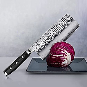 Enso HD 7" Vegetable Cleaver - Made in Japan - VG10 Hammered Damascus Stainless Steel Chinese Chef's Knife