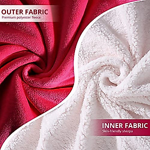 Oversized Sherpa Blanket Hoodie, YUGVYOB Wearable Blanket Warm & Fuzzy, Sweatshirt with Gaint Pocket for Men, Women, Teens, Red