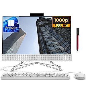HP 22 AIO 21.5" FHD All-in-One Desktop Computer, Intel Celeron J4025 Up to 2.9GHz, 8GB DDR4 RAM, 256GB PCIe SSD, 802.11AC WiFi, BT, Keyboard and Mouse, White, Windows 11 Home, BROAG 64GB Flash Drive