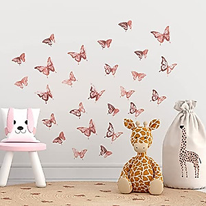 WALPLUS 52 Pcs Rose Gold Realistic 3D Butterfly Wall Decals Removable DIY Home Birthday Cakes Wedding Decorations Art Decor Wall Stickers Murals Nursery Baby Bedroom TV Background Living Room