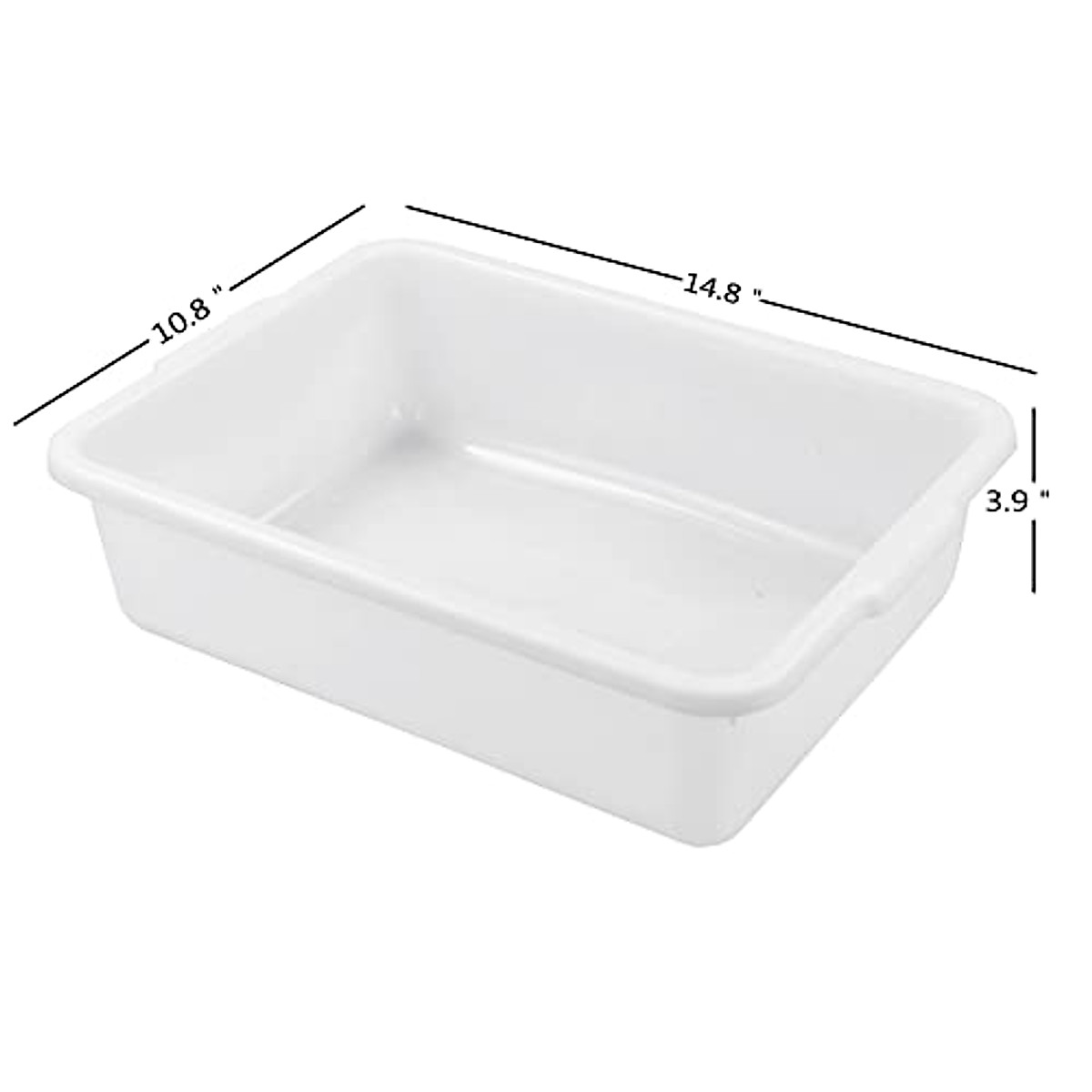 Gloreen 4-Pack Commercial Bus Tubs, 8 L, White Wash Basin Plastic Dish Pan