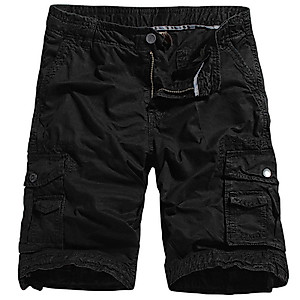 Mens Work Cargo Shorts Stretch Waistband Mens Golf Shorts 6 Inch Inseam Regular Fit Elastic Waist Multi Pockets Cargo Shorts Ultimate Comfort Linen Shorts Mens Workout Shorts With Liner Black M