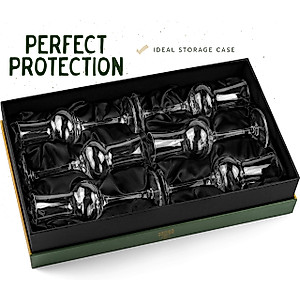 Crystal Grappa and Cordial Glasses | Set of 6 | Small 3 oz Long Stemmed Spirit Glassware for Liqueur, After Dinner Drink, Aperitif, Digestive | Tulip Shaped Liquor Stemware for Nosing, Sipping