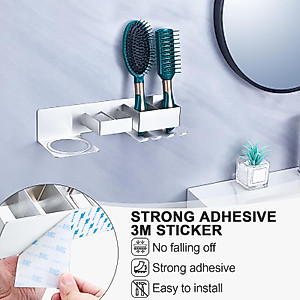 YAYINLI Hair Straightener Holder Wall, Blow Dryer and Curling Iron Holder Wall Mounted, Stainless Steel Hairdryer Holder Bathroom, Hair Tools Organizer with Plug Hook Storage, Salon Hair Dryer Holder