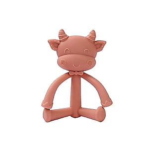 DarDaf Teether Cow (Blush) Baby Teething Toys, Silicone Baby Teether Baby Chew Toys Freezer Safe BPA Free, Soothe Babies Gums Teething 1.0 Count