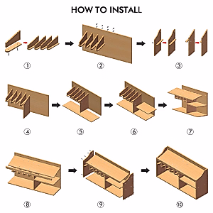 XCSOURCE Power Tool Organizers and Storage Cabinets, Wooden Drill Charging Station, 5 Slots Drill Holder Storage Racks Wall Mount with 3 Shelves for Work Bench, Wrench, Screwdriver, Drills