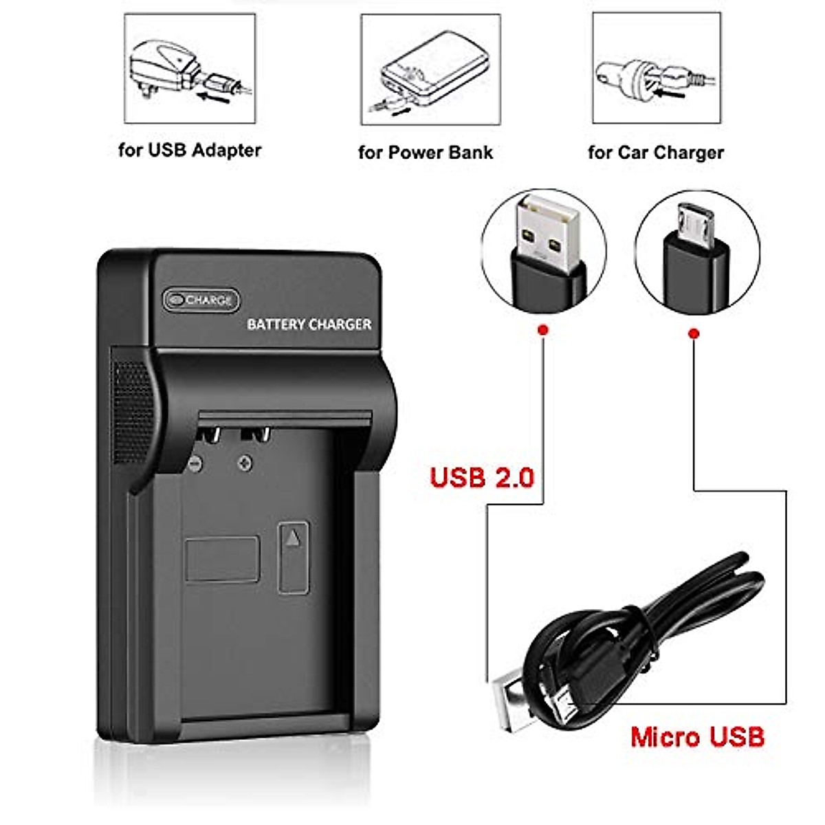 Venwo 2 Pack EN-EL10 Battery and Micro USB Charger Compatible with Nikon Coolpix S60, S80, S200, S205, S210, S220, S230, S500, S510, S520, S570, S600, S700, S3000, S4000 Digital Cameras, MH-63 Charger