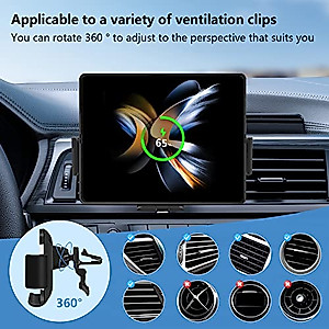 DOODBI 15W Wireless Car Charger Mount for Galaxy Z Fold 5/4/3 car Mount/Accessories,Fast Charging Phone Holder for Samsung S23 22 Ultra,iPhone 14/13/12 Series