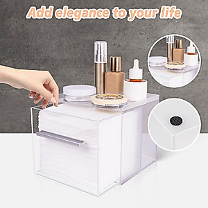 Disposable Face Towel Holder with Drawer,Wall-Mounted Makeup Remover Dry Wipe Organizer,Luxe Box for Face Towels,Acrylic Storage Box for Clean Skin Club XL(Frosted, With Protective Film Inside)