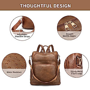 seyfocnia Backpack Purse for Women, Fashion Backpack Convertible Design Satchel Handbags Shoulder Bag with Laptop Compartment Travel Carry on Backpack, Brown