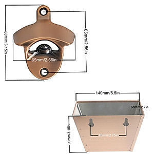 Luwanburg Stainless Beer Cap Opener Wall Mounted Bottle Opener with Cap Catcher Antique Copper