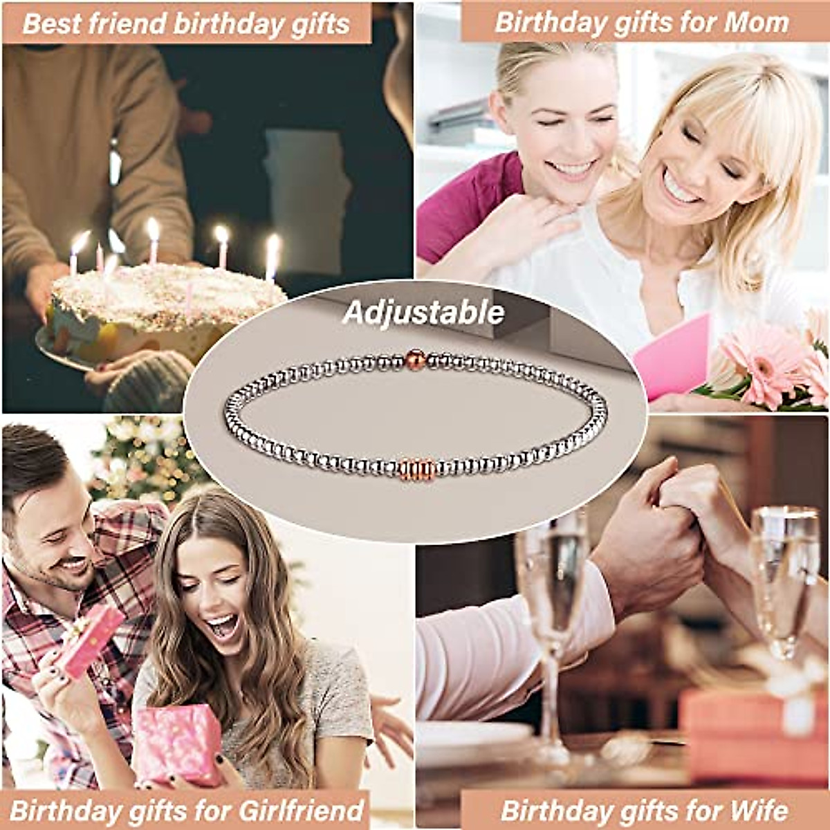 Btysun 80th Birthday Gifts for Grandma Her Stretch Bracelets for Women Rose Gold Bead Grandma Birthday Gifts Thanksgiving Christmas Jewelry