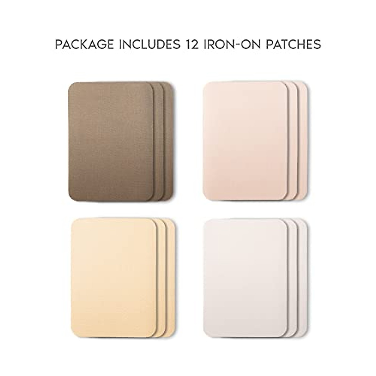 ZEFFFKA Premium Quality Fabric Iron-on Patches Inside & Outside Strongest Glue 100% Cotton Shades of Brown Beige Khaki Repair Decorating Kit 12 Pieces Size 3" by 4-1/4" (7.5 cm x 10.5 cm)