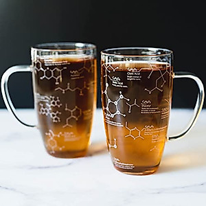 Greenline Goods Glass Chemistry Glass Tea Cups - 18 oz Tumbler Science of Tea Beaker Mug (Set of 1) - Etched with Tea Chemistry Molecules - Perfect for Caffeine Lovers, Teachers, Engineers And More