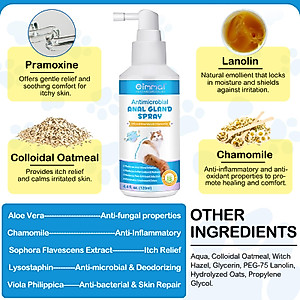 Anal Gland Spray for Cats, Cat Anal Gland Spray with Aloe Vera & Chamomile Eliminates Tough Odors, Supports Pain Relief & Soothes Itching - Pet Supplies Anal Gland Support Spray for Cats - 4.4 Fl Oz