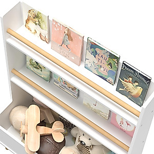 GOAWGO Kids Bookcase 3-Tier Book Shelf Organizer for Toys and Books, Children's Book Display Rack, Toy Storage Cabinet Organizer for Bedroom, Playroom, Hallway (White)