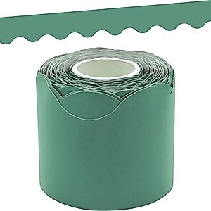 Teacher Created Resources Eucalyptus Green Scalloped Rolled Border Trim, 50 Feet