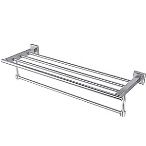 Wall Mounted Multifunction Storage Holder Towel Bar Rail Towel Rack 304 Stainless Steel Brushed with Hook Bath Towel Shelf Bathroom Storage Rack for Kitchen Bathroom