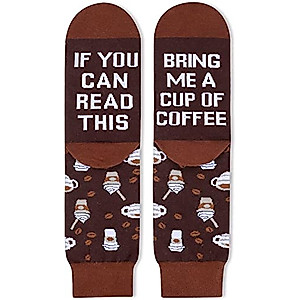 Zmart Funny Saying Socks Coffee Socks Coffee Gifts for Men Teens, Coffee Lovers Gifts for Him If You Can Read This Bring Me Coffee Coffee Stocking Stuffers