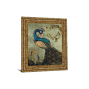 Classy Art Peacock On Sage Il by Tiffany Hakimipour Framed Print Wall Art, Blue
