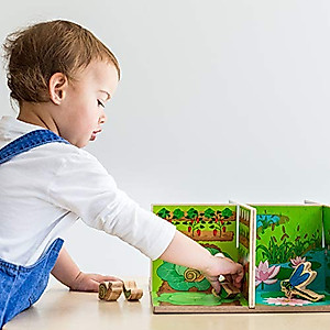THE FRECKLED FROG Pretend 'N' Play Minibeasts - Set of 11 Bug Blocks Plus Illustrated Habitat Pieces - Ages 2+ - Wooden Insect Block Play Toy for Toddlers