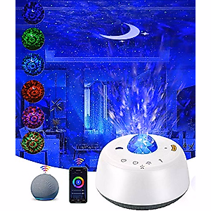 Galaxy Projector,Star Projector Smart Night Light Projector Compatible with Alexa & Google Home,Ocean Wave Starry Night Light for LED Nebula Cloud & Moon Night Light for Baby Kids Adult Bedroom Party
