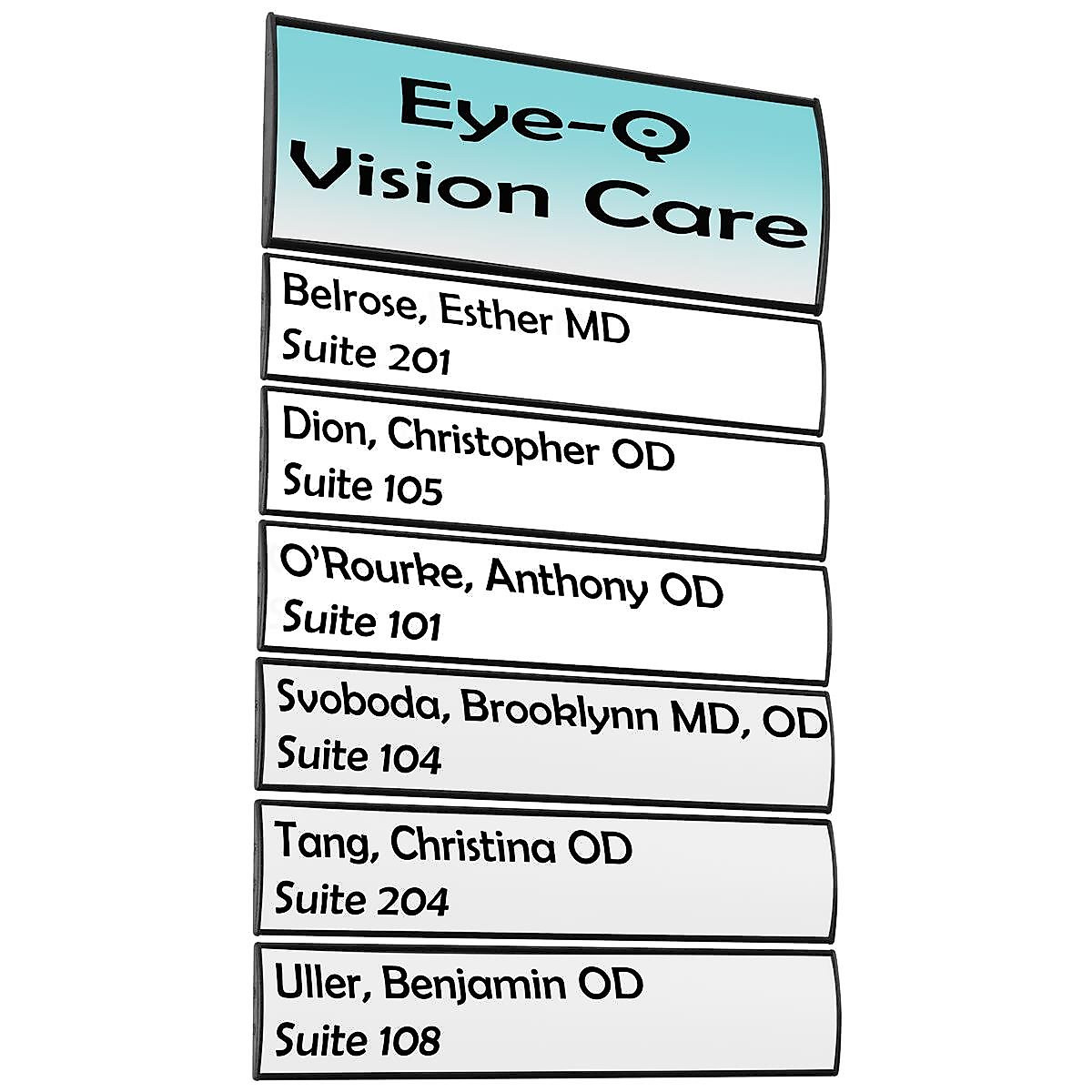 Displays2go, 15 x 25 Inch Aluminum Wall Directory Sign with Snap Out Design, Wall Mounted Design – Black Finish (WCSBK15S6)