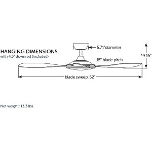 Fanimation GlideAire Indoor/Outdoor Ceiling Fan with Black Blades 52 inch - Black
