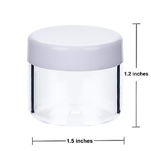 Bekith 60 Pack 0.7oz / 20 ml Round Plastic Pot Jars, Empty Sample Makeup Cosmetic Containers with Lids for Creams, Eye Shadow, Powder, Jewelry