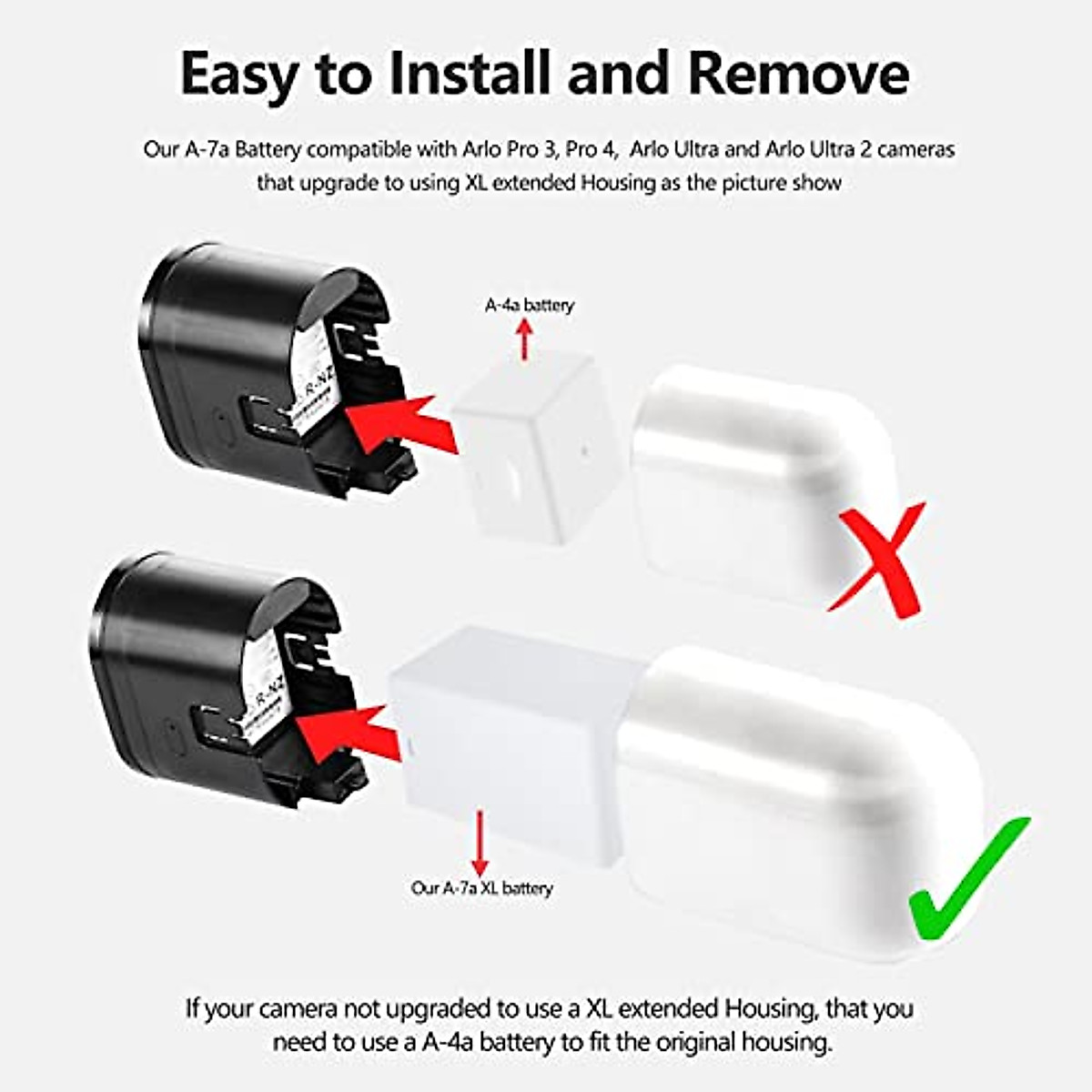 2-Pack XL Extended Batteries Compatible with Arlo Pro 4 XL Arlo Go 2 VMA5410 and for Arlo Ultra, Ultra 2, Pro 3 and Pro 4 that Using XL Extended Battery and Housing, Upgraded 13000mAh with Charger