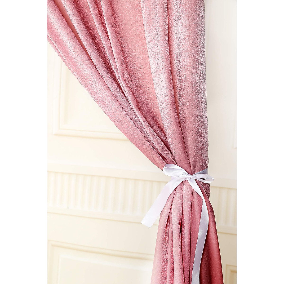 SHERWAY 9.6 Feet x 10 Feet Dusty Rose Silky Soft Curtain Wedding Backdrop Drapes, Slightly Shiny Satiny Window Curtains for Party Ceremony Decoration